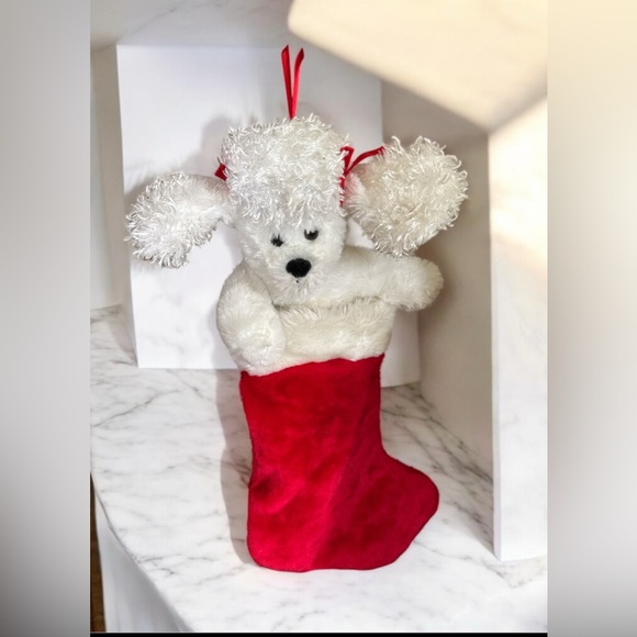 Dan Dee | Holiday | Dan Dee White Plush Poodle Dog In Red Stocking ...